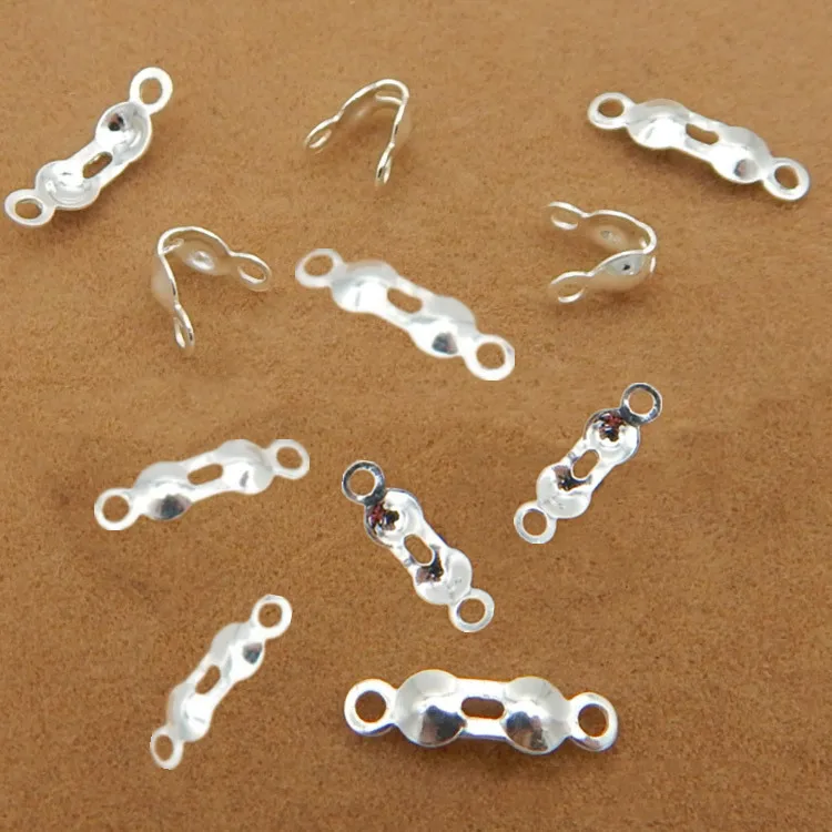 100pcs Connector Clasp Fitting 4mm Ball Chain Calotte End Crimps Beads ...