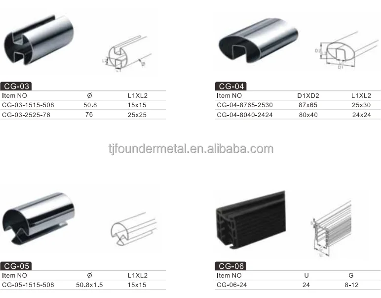 Stainless Steel U-shape Slot Groove Tube / Pipe for 8-20 Channel Glass ...