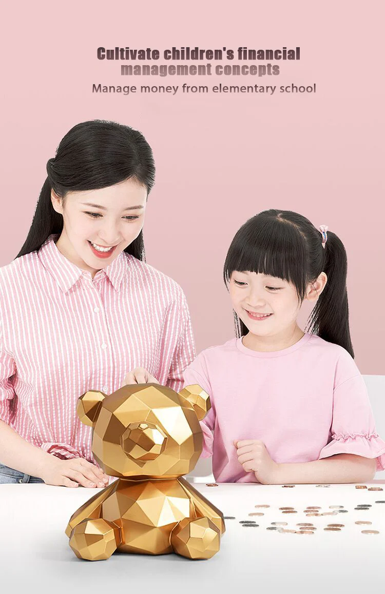 Geometric Teddy Bear Money Bank For Kids; Kids Money Bank Saving ...
