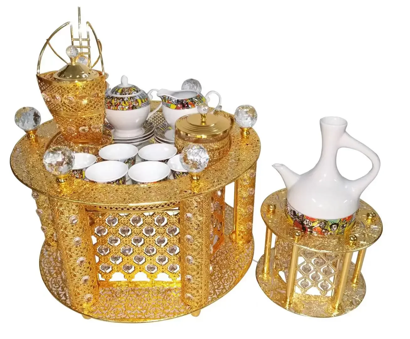 Traditional Ethiopian Eritrean Metal Rekebot Habesha Coffee Table Set ...