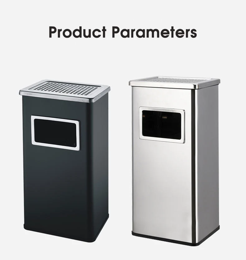 Stainless Steel Trash Can Square Elevator Mouth Metal Ash Bucket ...