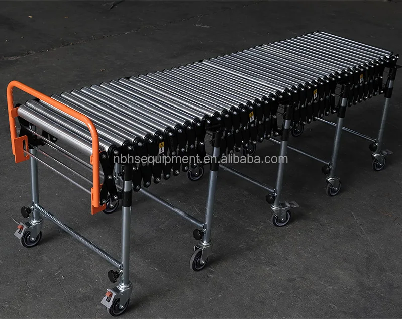 Vehicle Loading Offloading Gravity Flexible Expandable Roller Conveyor