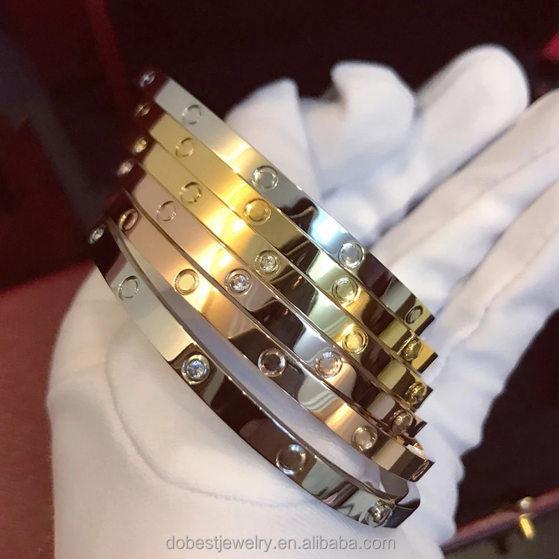Luxury Designer Brand Bangle Full Size 316L Stainless Steel 18K Gold ...