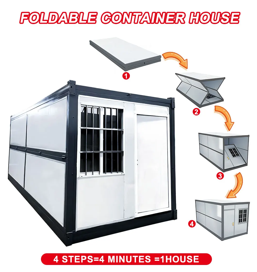 Folding House Movable Prefab Foldable 20ft Container Home Prefabricated ...