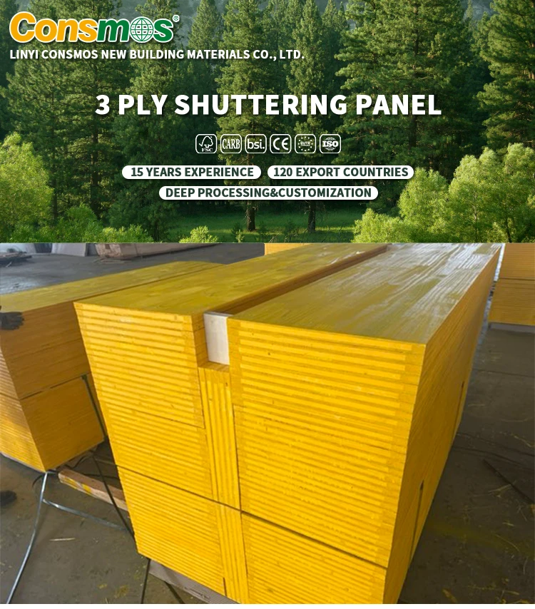 Concrete Slab Formwork Shuttering Plywood 3 Ply Yellow Formwork Panel ...