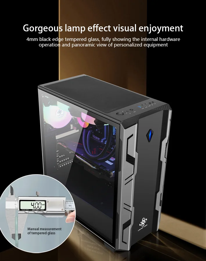 Computer Cases & Towers ATX Case Tempered Glass Side Plate Computer ...
