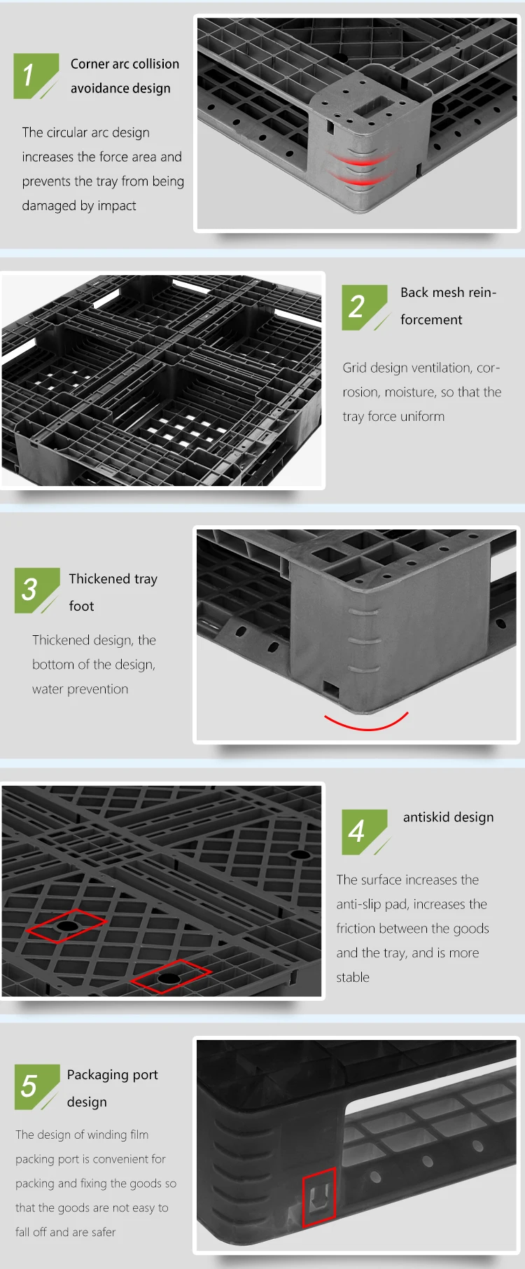 Stackable Hygienic Smooth Surface Plastic Pallet - Buy Three Skids Euro ...