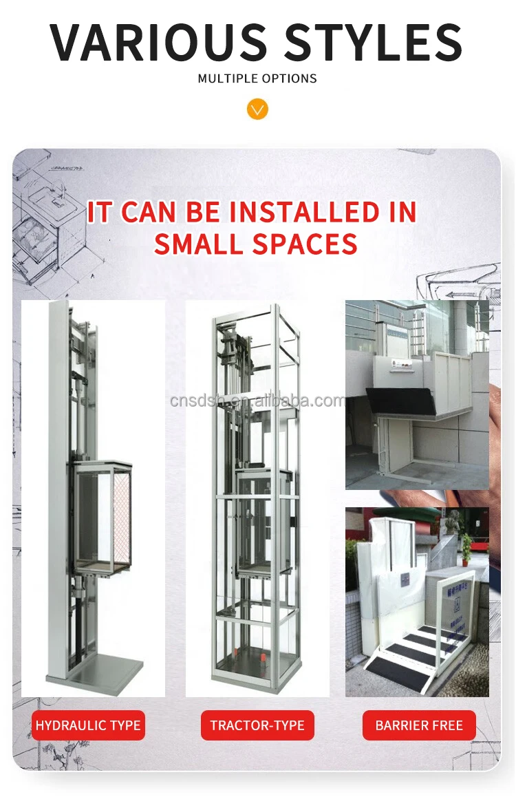 Small Mini Hydraulic Domestic Villa Elevator For Disabled Passengers ...