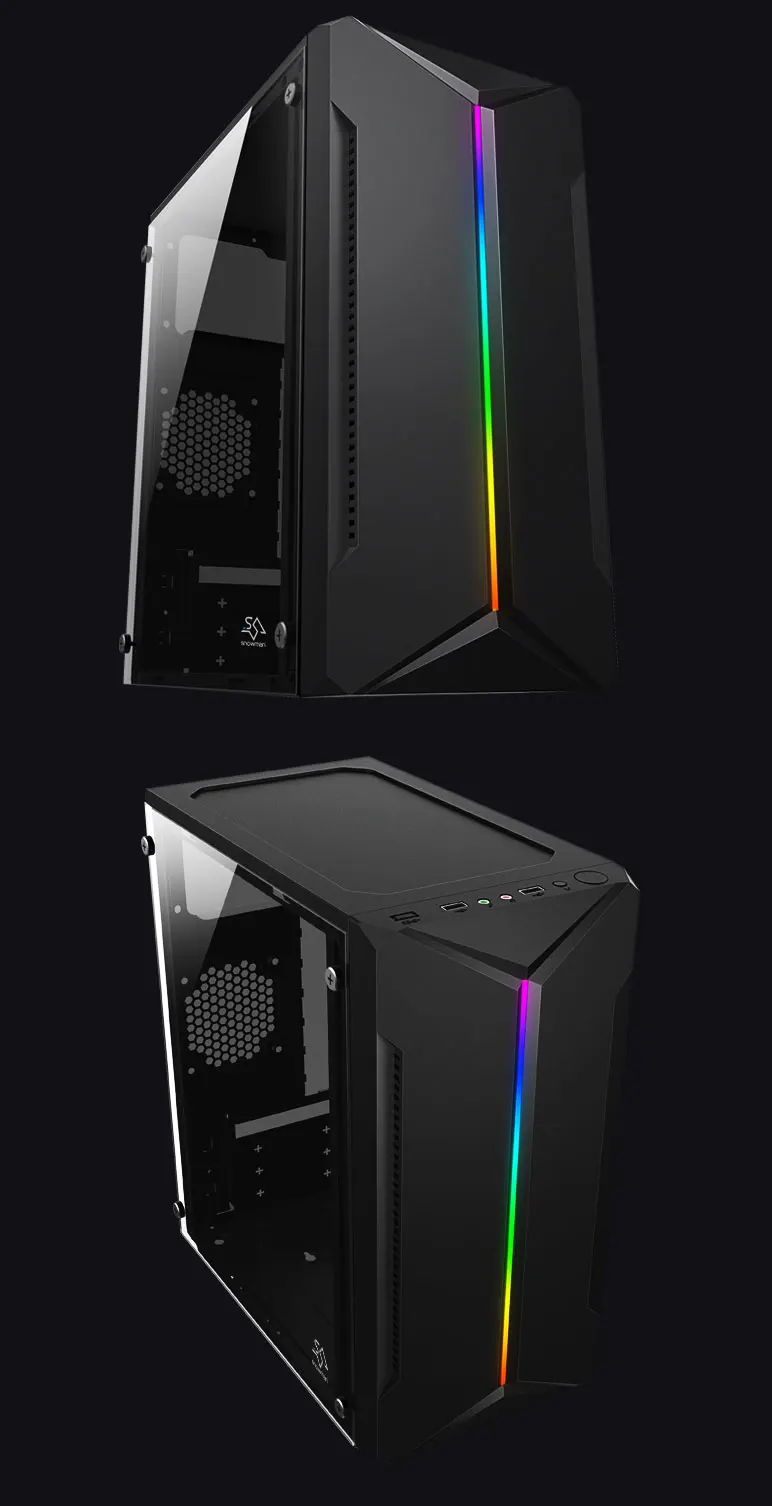 SNOWMAN M-ATX Gaming Case with Tempered Glass - Popular PC Case
