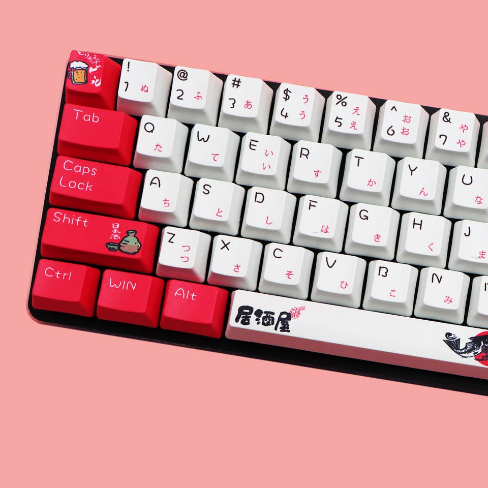 Tecsee White and Red Custom Layout Keys Anime Theme English/Japanese ...