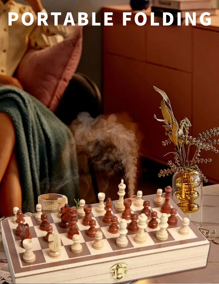 Magnetic Chess Board Set for Adults & Kids, 15" Wooden Folding Chess ...