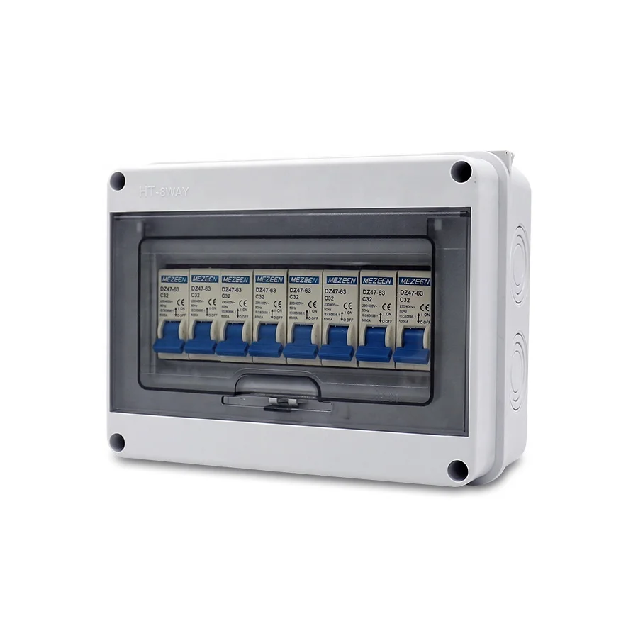 Ht Series 8 Way Ip65 Waterproof Grey Abs Plastic Enclosure Mcb Din Rail ...
