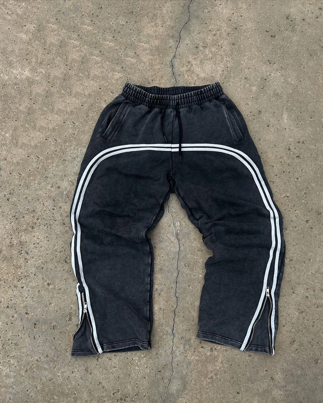 Custom French Terry Cotton Sweatpants Side Zipper Jogging Pants Men's ...