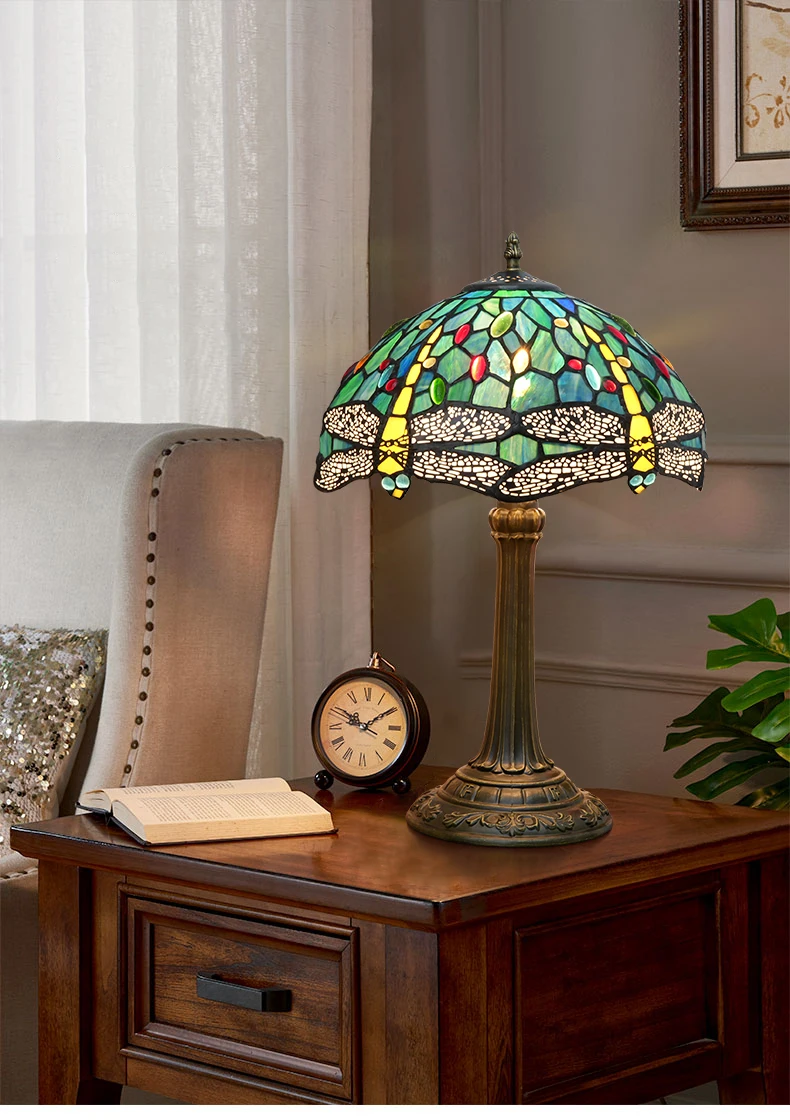 12 Inch Lamps - Elegant Tiffany Stained Glass Desk Lamps