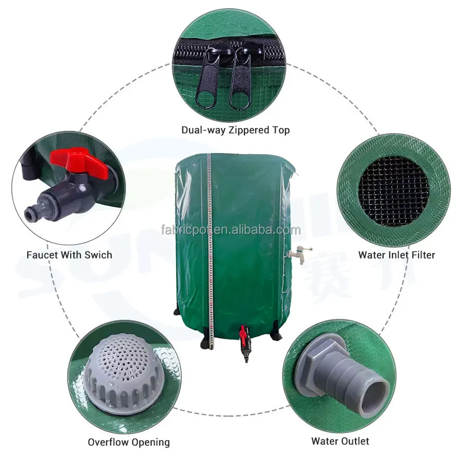 100 Gal Extra Stable Rainwater Collection System Portable Water ...