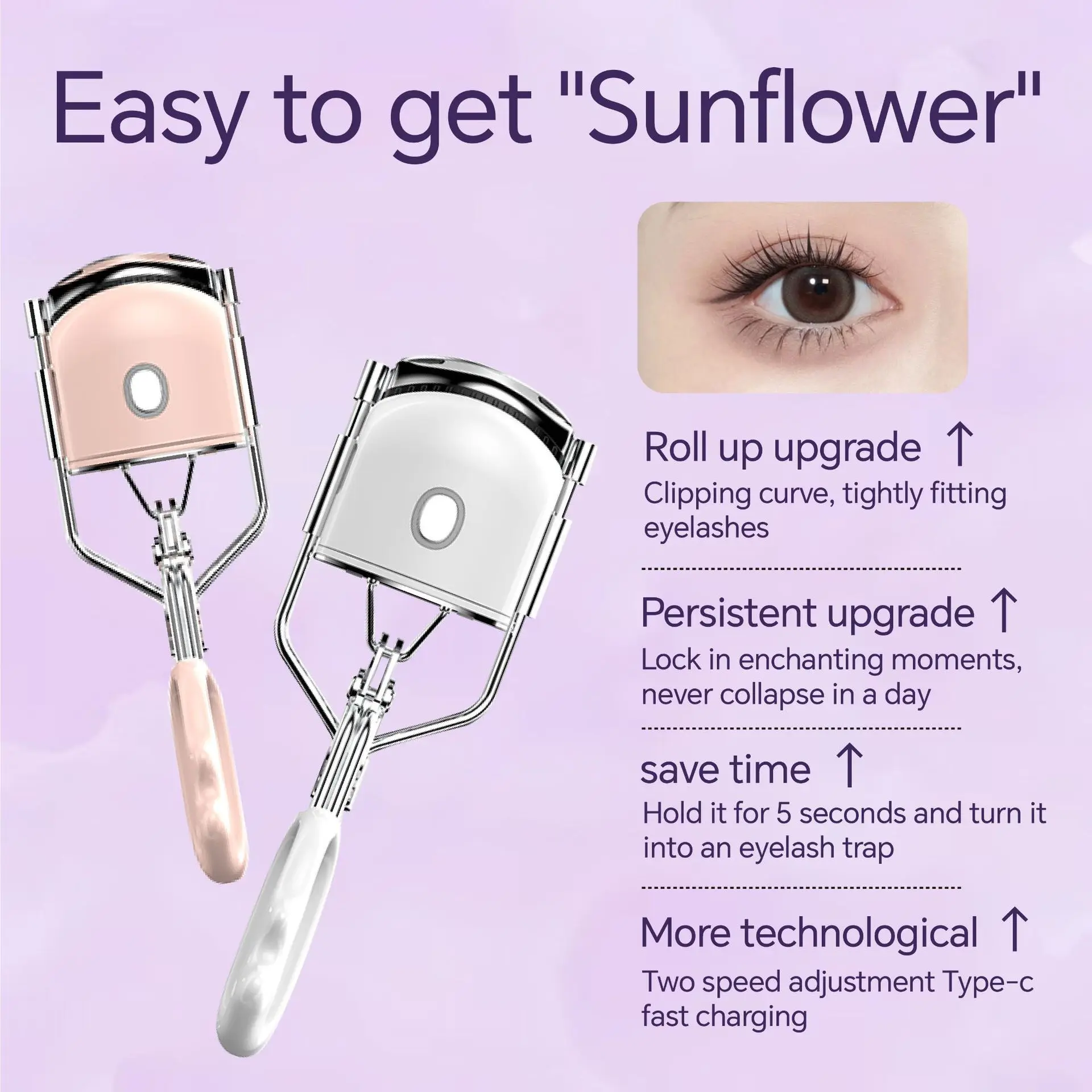 2024 New Product Mini Portable Heating Pink Heater Eyelash Curler Kit ...