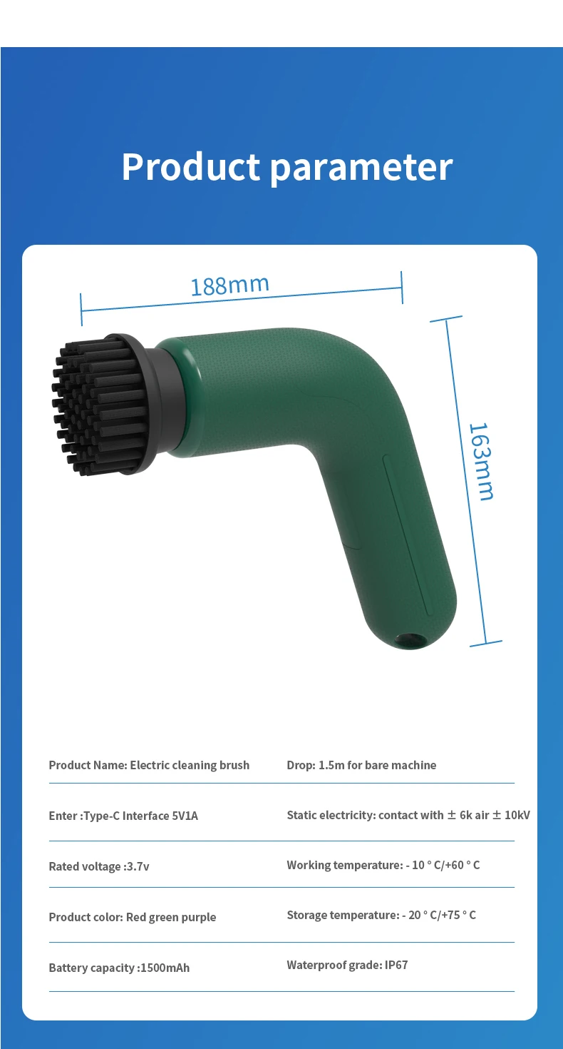 Electric Spin Rechargeable Automatic Cordless Kitchen Rotating Cleaning ...