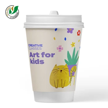 12oz Creative Print Patterns Disposable Paper Cup Biodegradable Paper ...