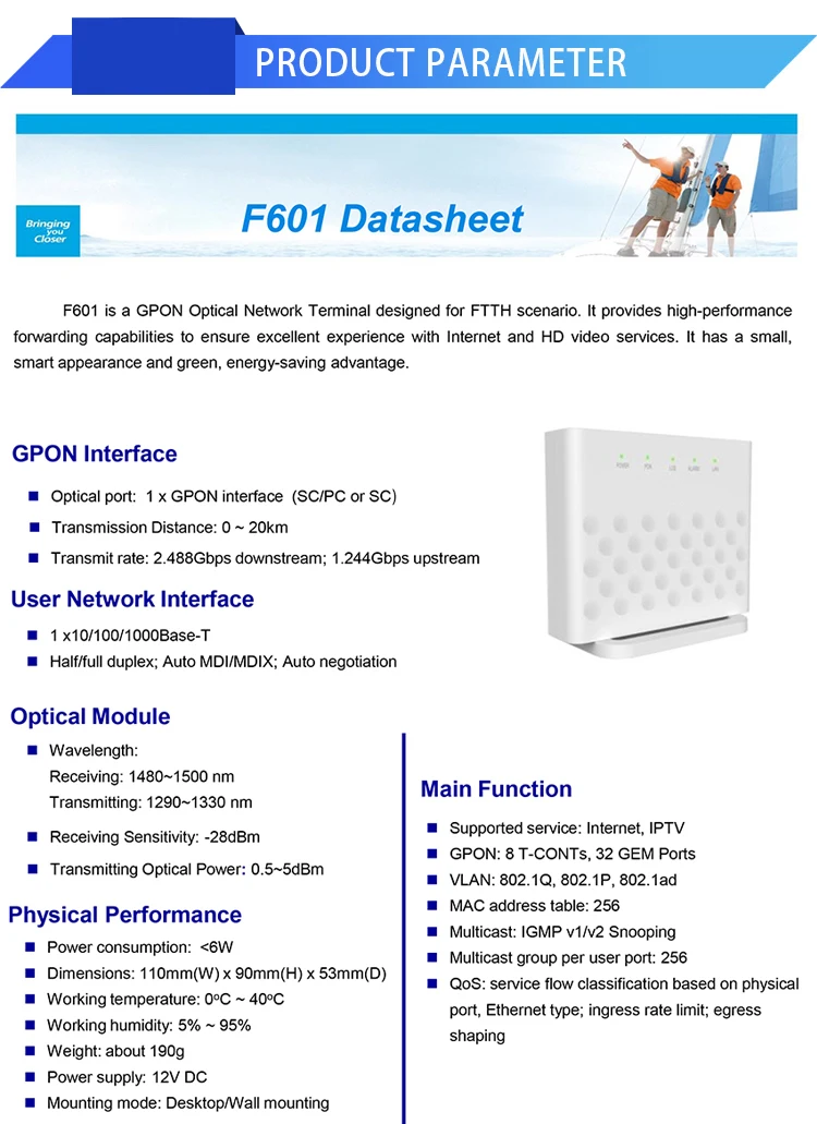 F601 V6.0 ONT Modem 1GE F601 EPON GPON ONT F401 GEPON Router Modem with ...