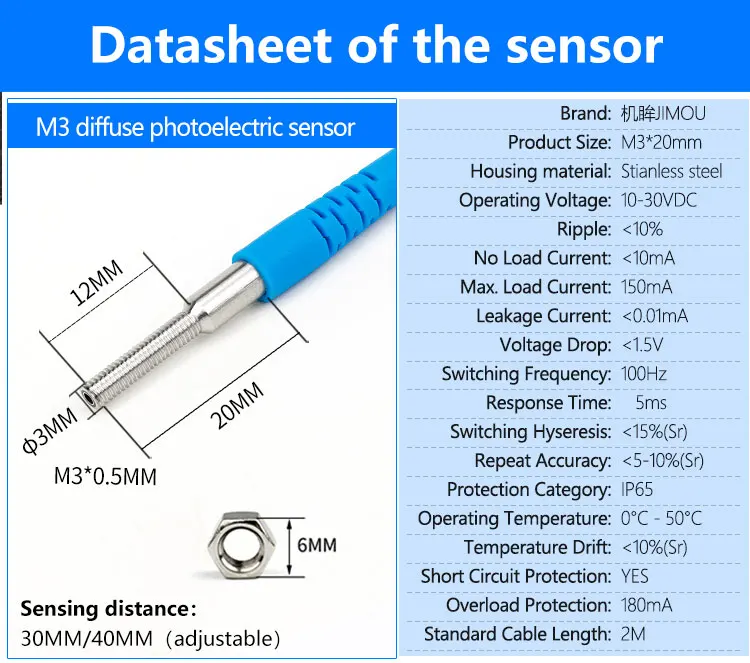 Mini Visible Infrared Laser Distance Sensor - 5mm Spot