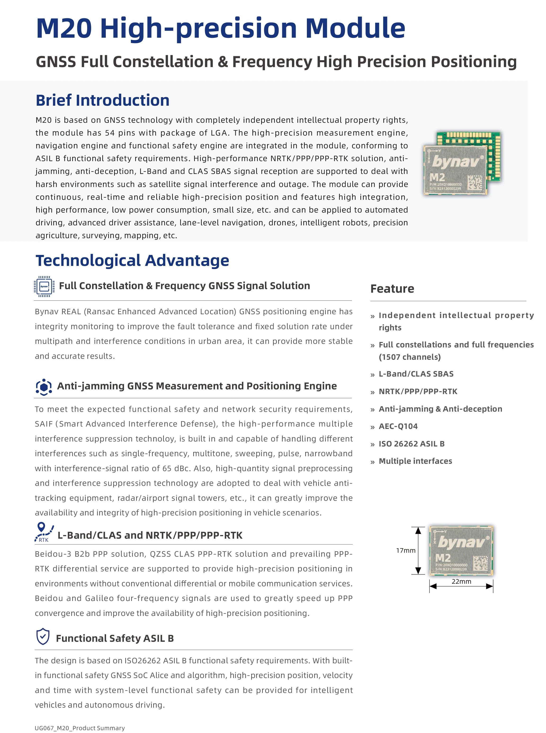 Bynav M20 GNSS RTK GPS Module for Automotive Applications - High ...