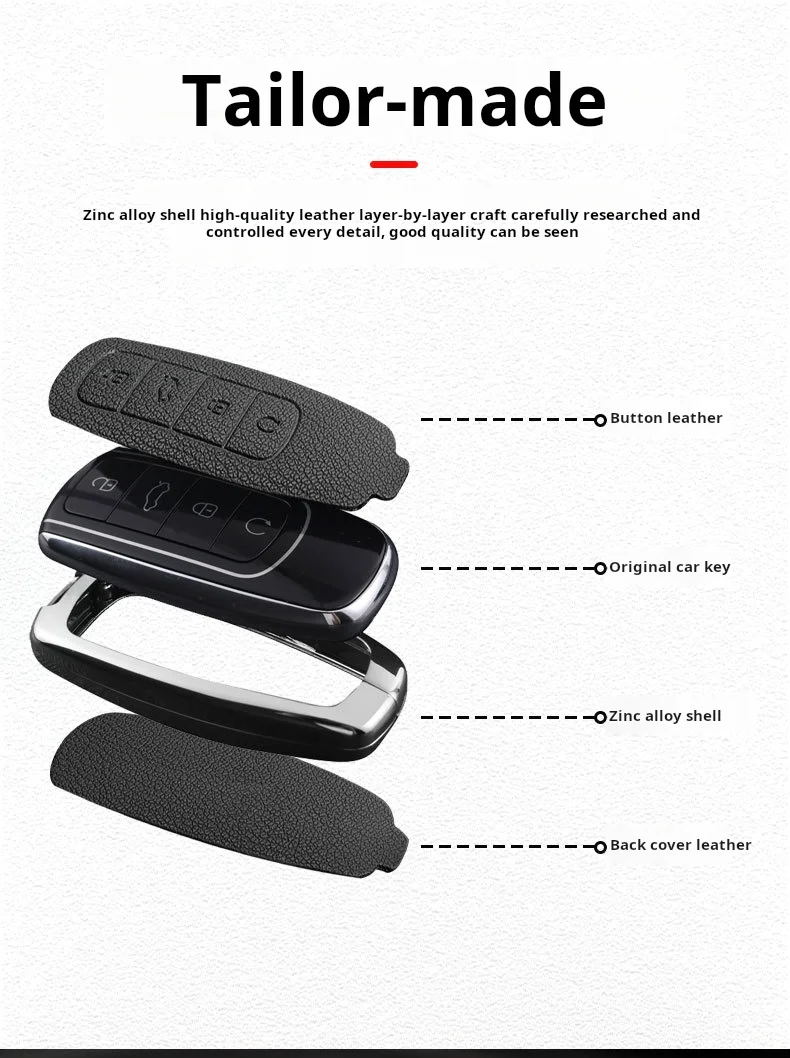 Metal anahtar çantası JAECOO araba için anahtar koruma kılıfı Chery ...