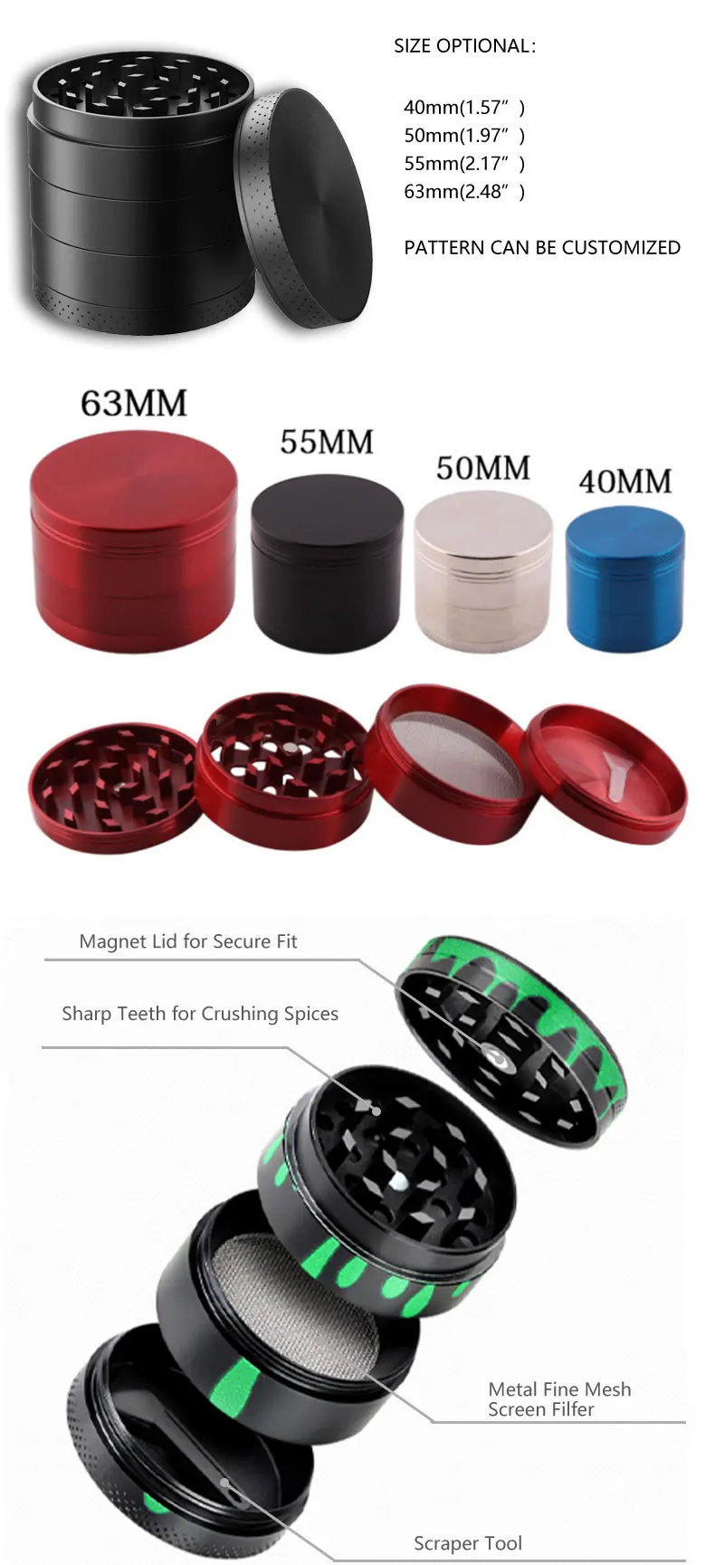 2022 Custom Grinder Logo Grinder Tobacco Grinder With Custom Design ...
