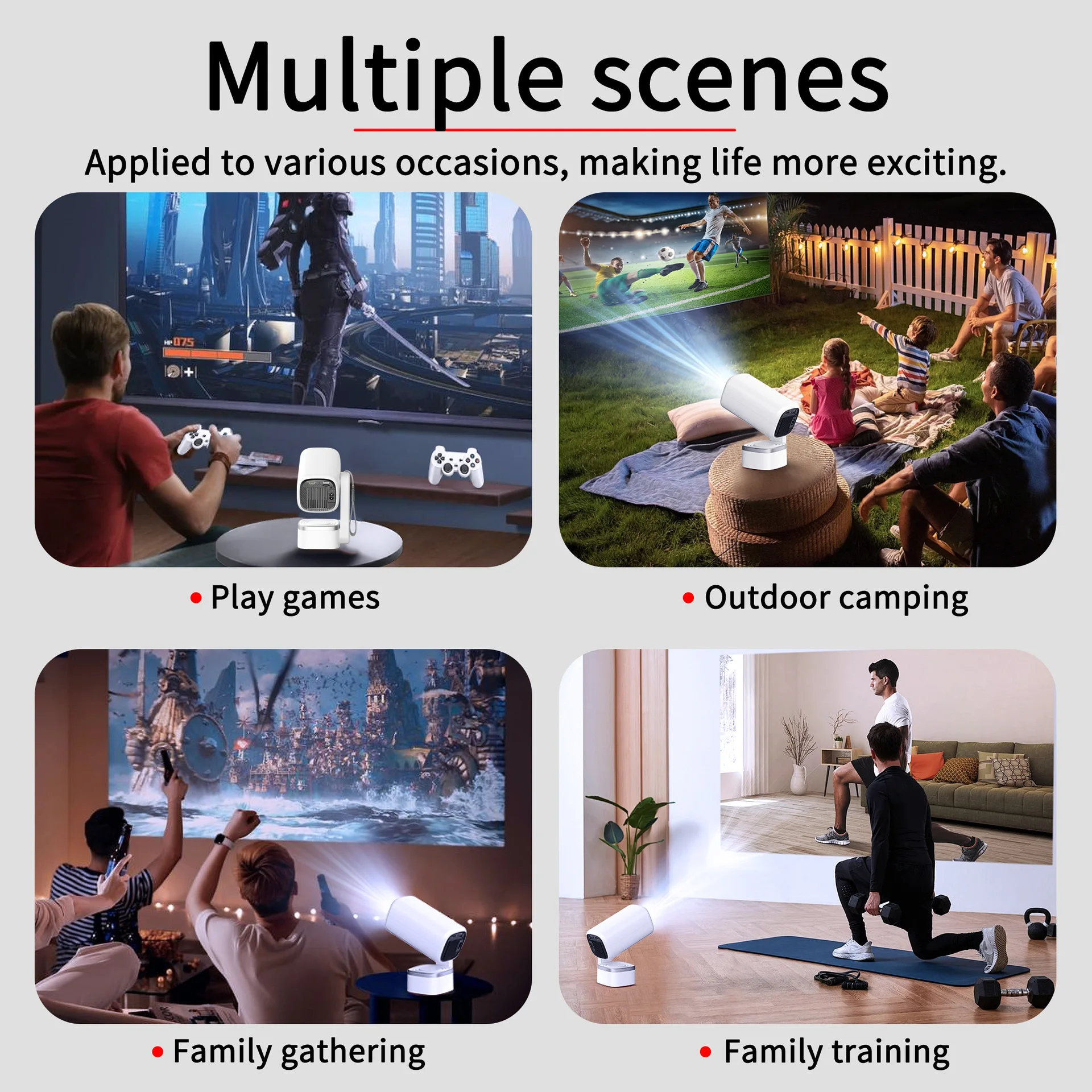 Overhead Ceiling Projector Wall Projection 4k HD 200ANSI Lumens with ...