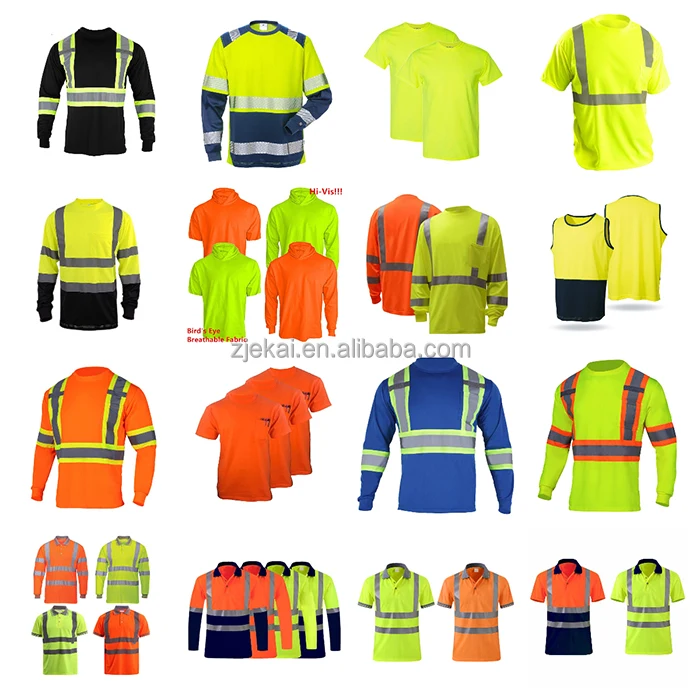 Hi Vis Men's Construction Shirt Long Sleeves Phosphorescent Work Shirts ...