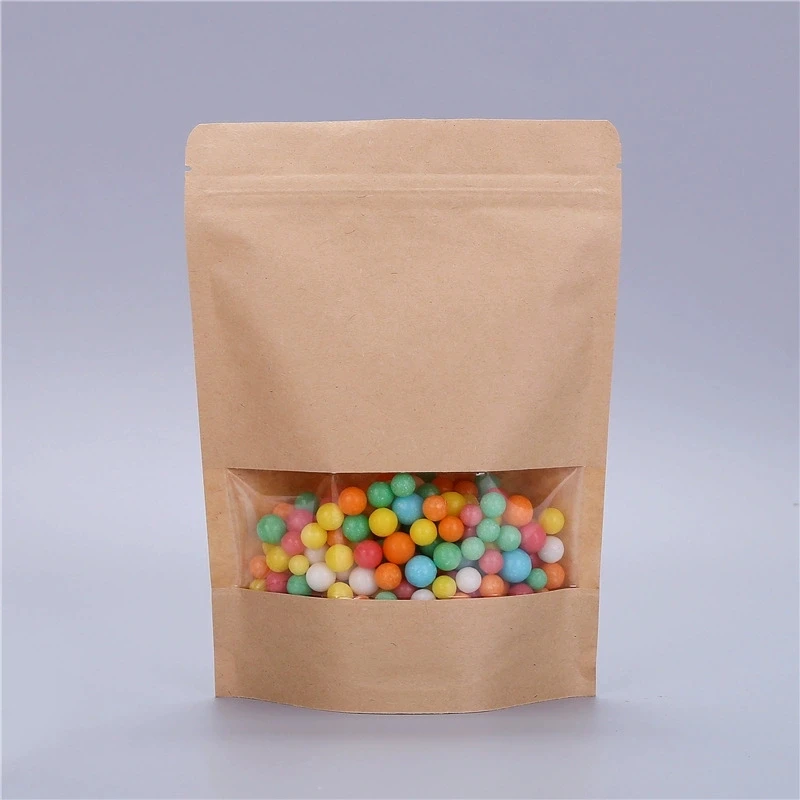 Custom Wholesale Brown Kraft Paper Ziplock Bags With Window Kraft Paper ...