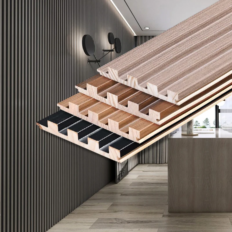 Home Decoration Indoor Fluted Wall Board Tv Background Wood Grain ...