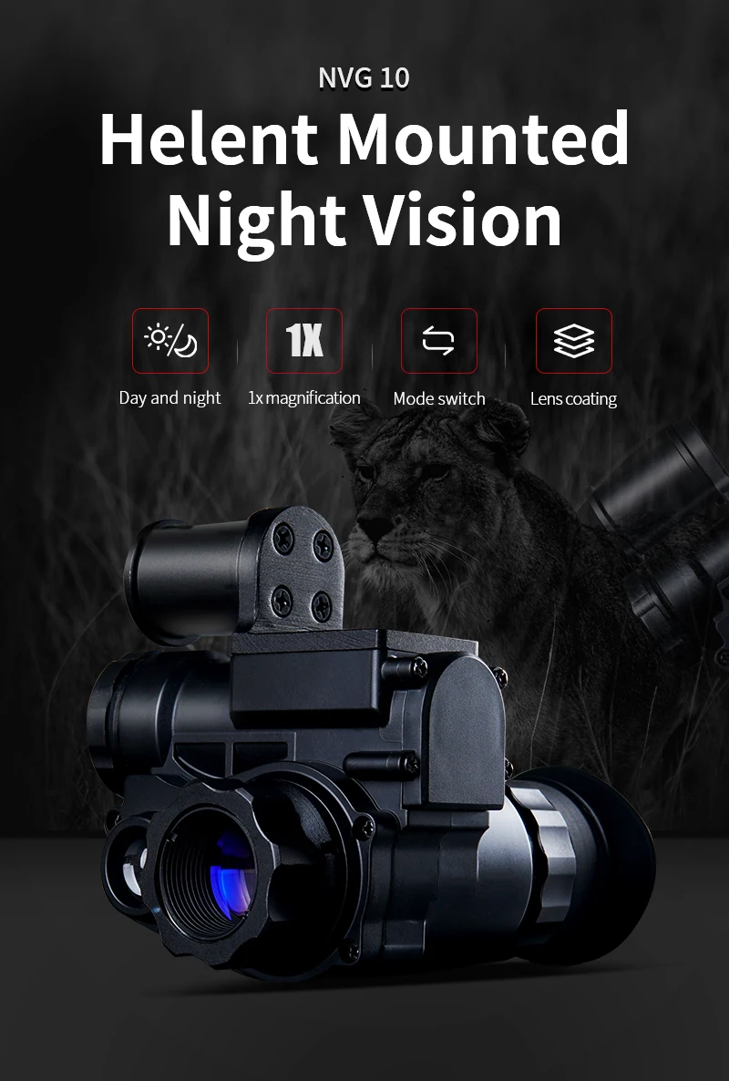 NVG 10 Helmet Mounted Day and Night Vision Scope for Hunting
