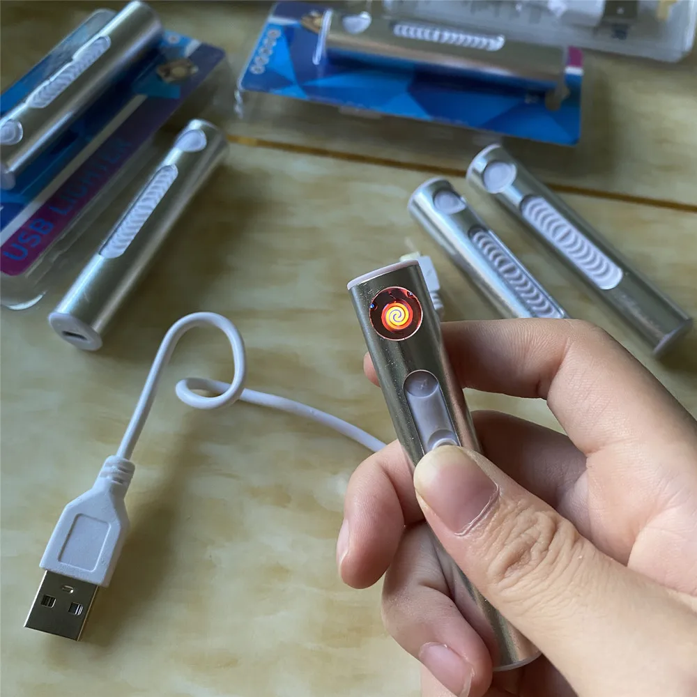 Mini Cylindrical Usb Rechargeable Electronic Lighter Cigarette Lighter ...