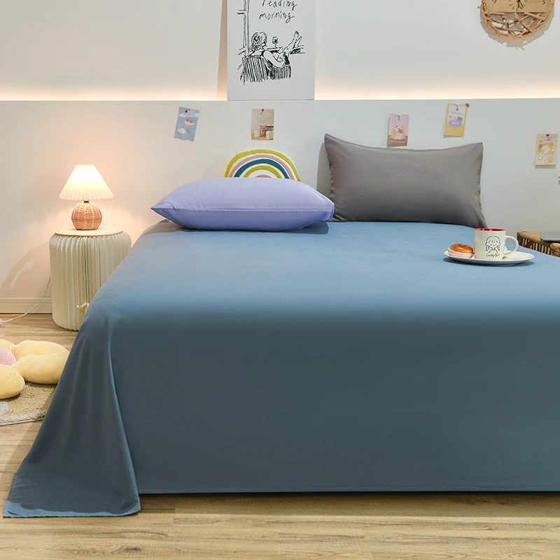 Hot Sale 100% Polyester Bed Sheets Washed Cotton Morandi Solid Color ...