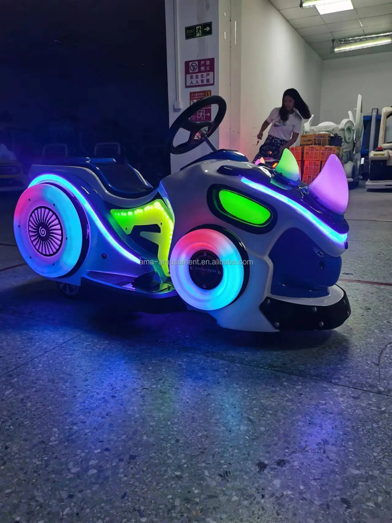 AMA Amusement Park Rides 24V Kids Bumper Cars Rhino Bike Electric ...