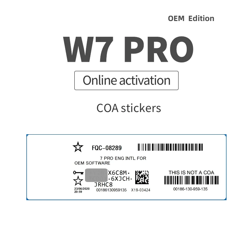 Genuine Win 7 Pro Oem License Key Online Activation Sliver Label For ...