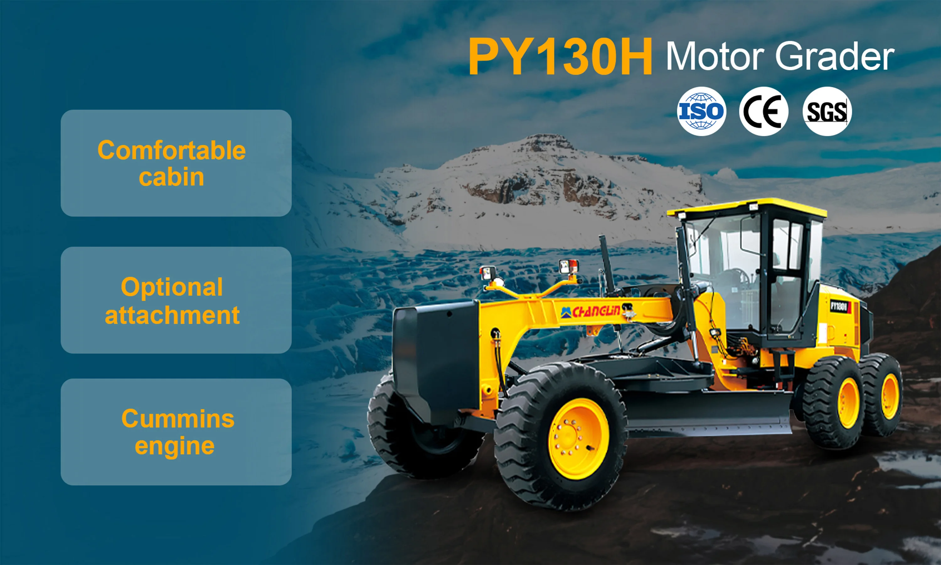 130HP Road Grader with Hydraulic Control System and ROPS Cabin for ...