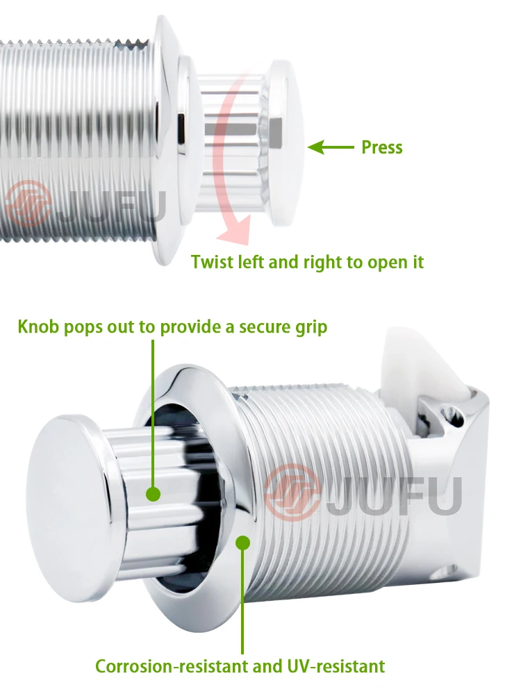 Chrome Plated Pop-Out Knob Latch for RV Camper Door Lock - OEM