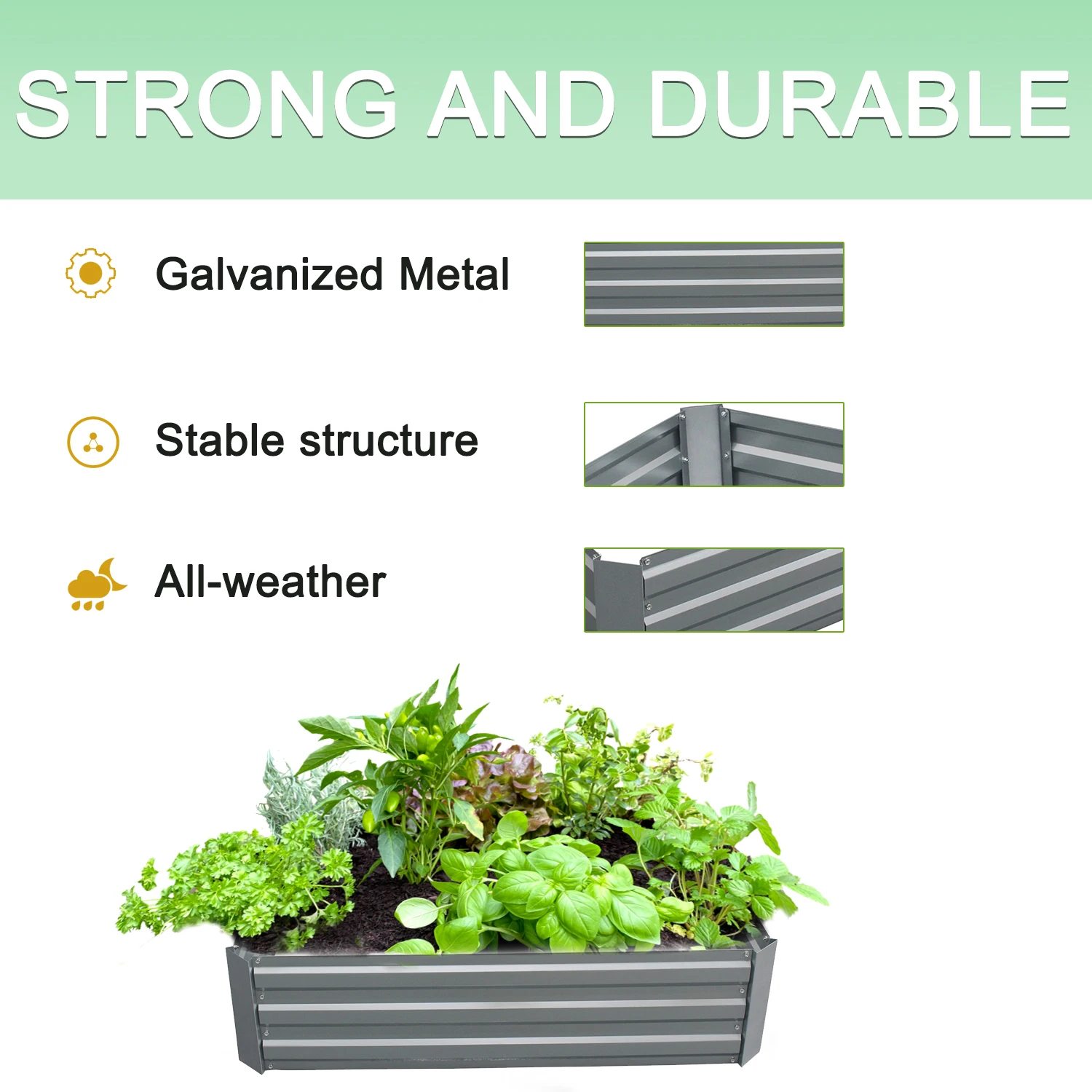 Vintage Rectangle Galvanized Metal Raised Garden Bed Planter Box - Buy Raised Garden Bed Planter ...