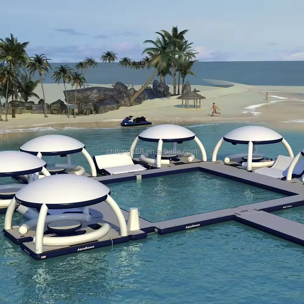 Sea Floating Platform Inflatable Shade Tent Multi-person Leisure bar ...