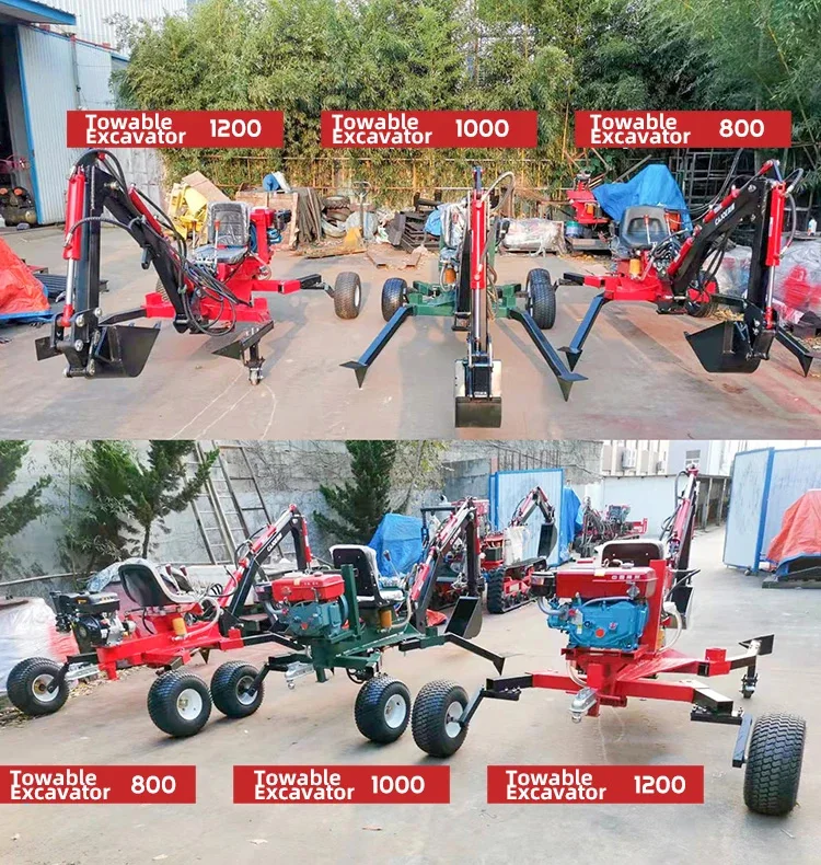 Mini Excavator Small Digger Wheel Excavator Home Garden Digging Machine ...