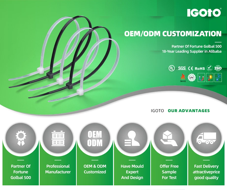 Igoto Eco-Friendly Wire Tie Wrap Plastic Nylon Fastener