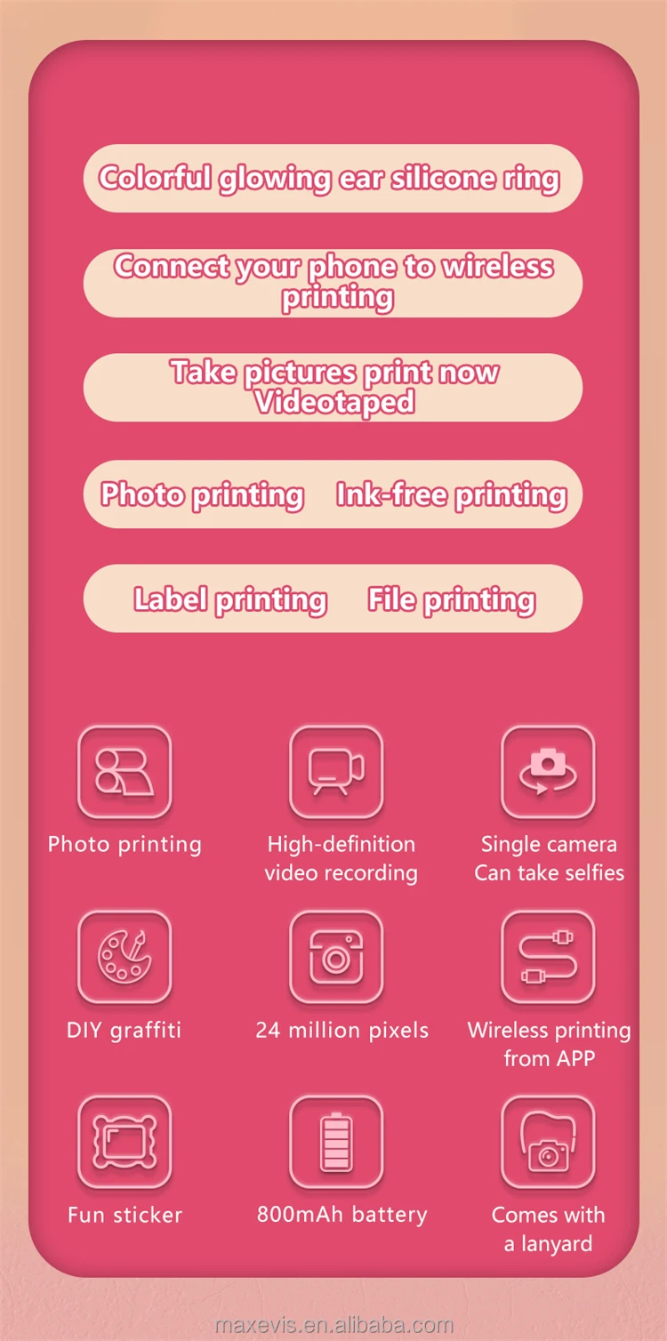 200dpi Print Camara Baby Portable Kids Camera Photo Thermal Label ...