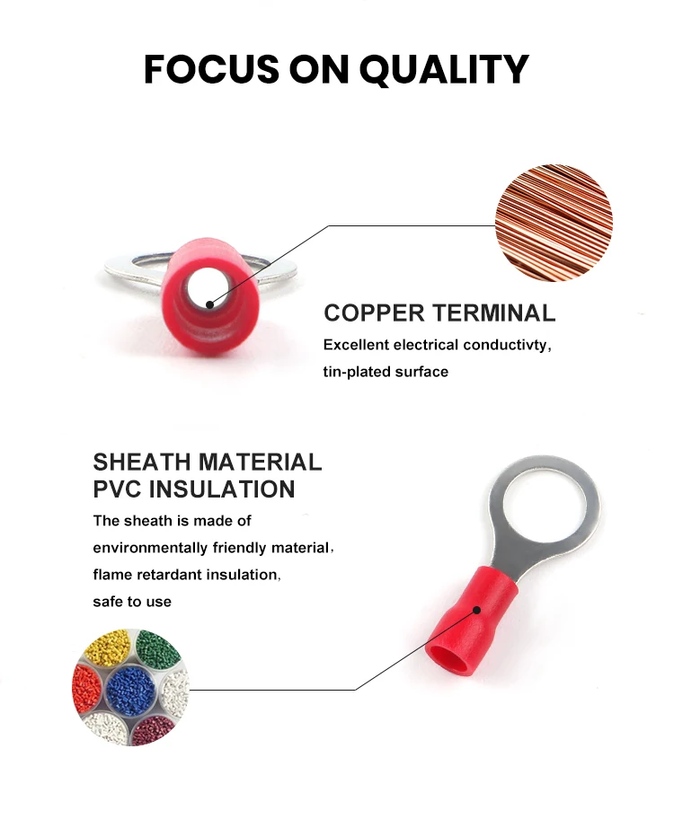 Cold Press RV2 Insulated Ring Terminal Lug Tinned Copper Electrical ...