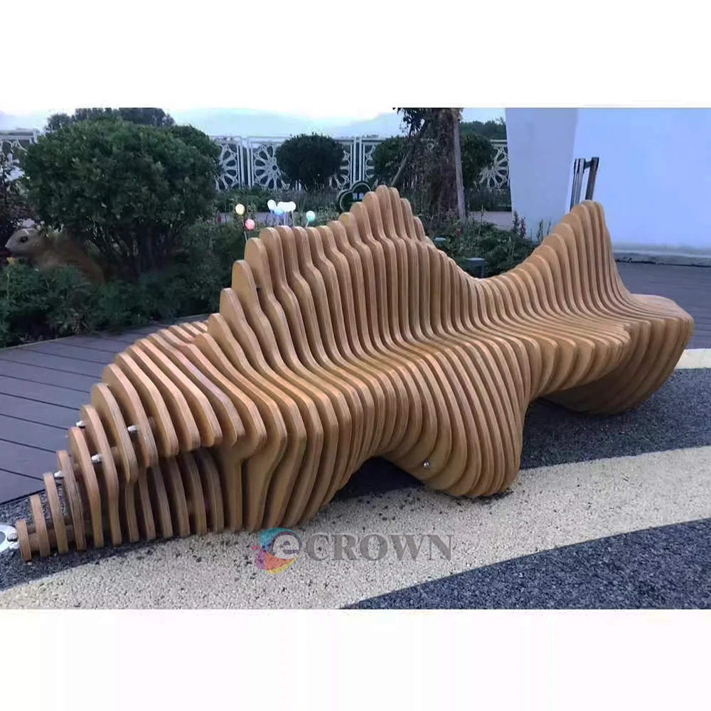 Public Bench Park Curved Bench Multi Solid Wood Mall Luxury Park ...
