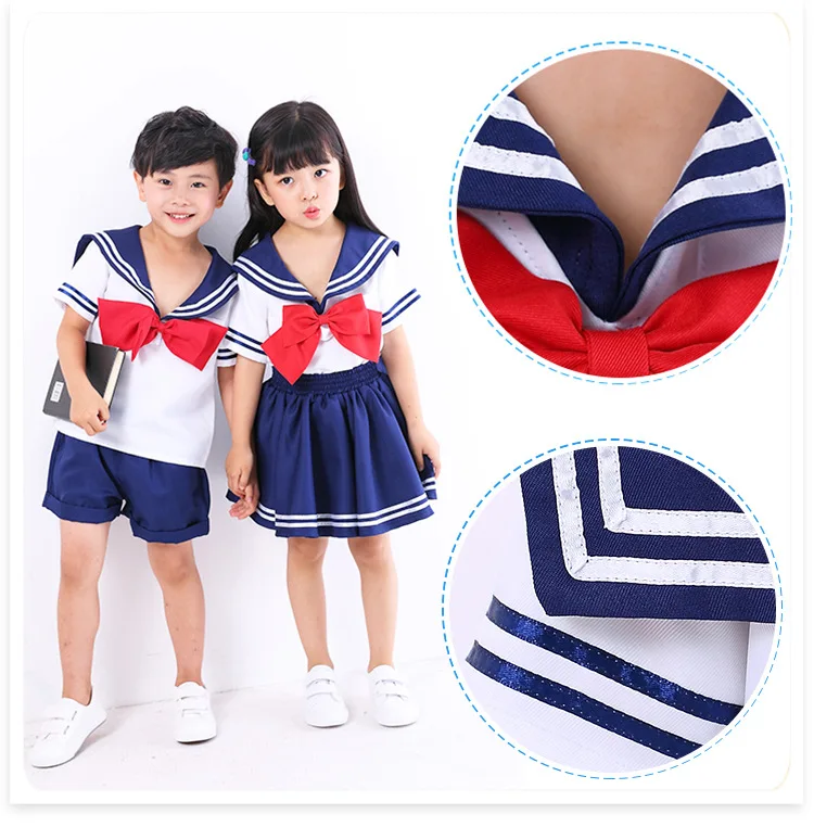 Girls Navy Sailor Costume Kids Child Book Week Blue Red Uniform Fancy ...