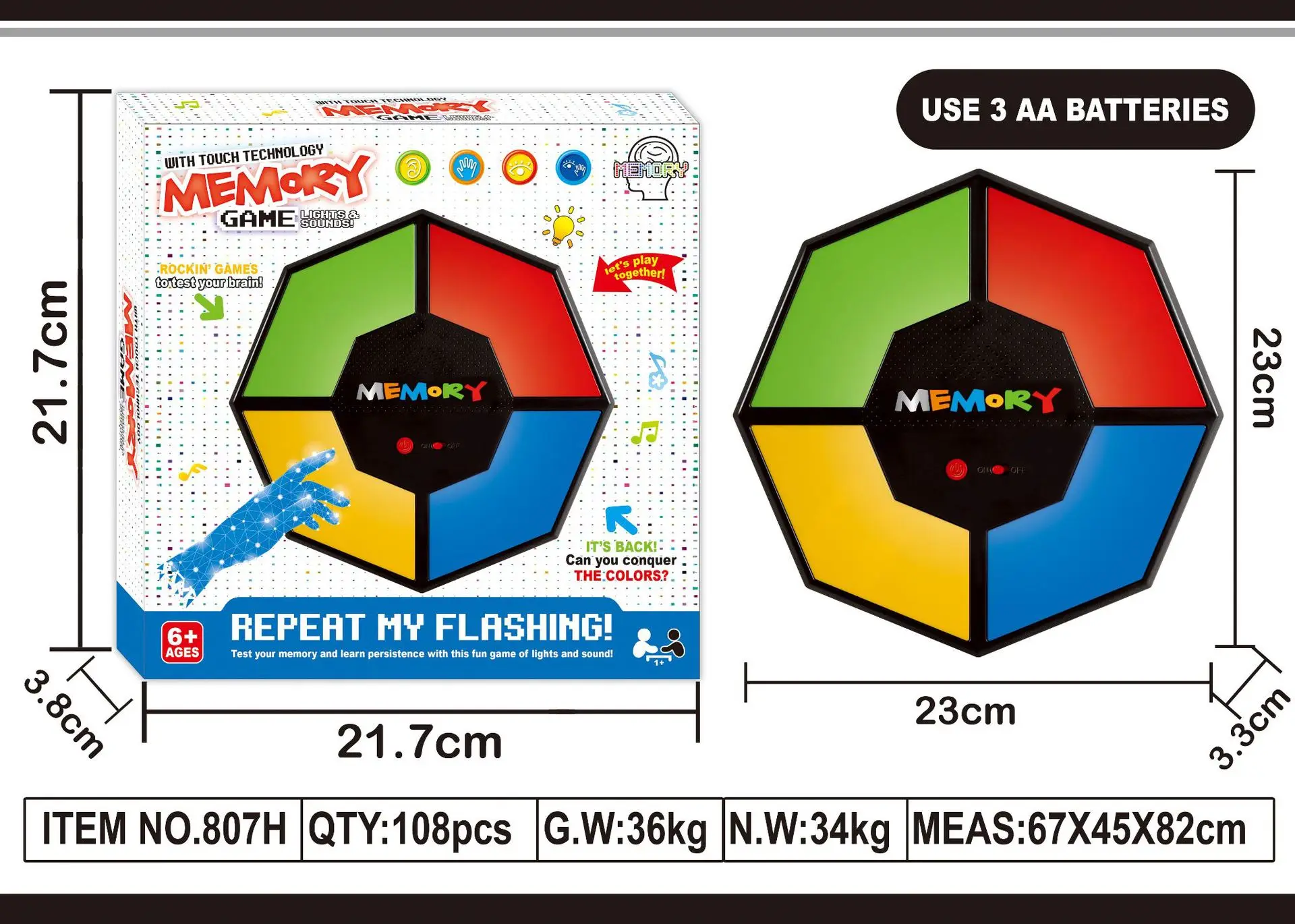 Rts New Memory Rubik's Cube Handheld Game Console Memory Training Toy ...