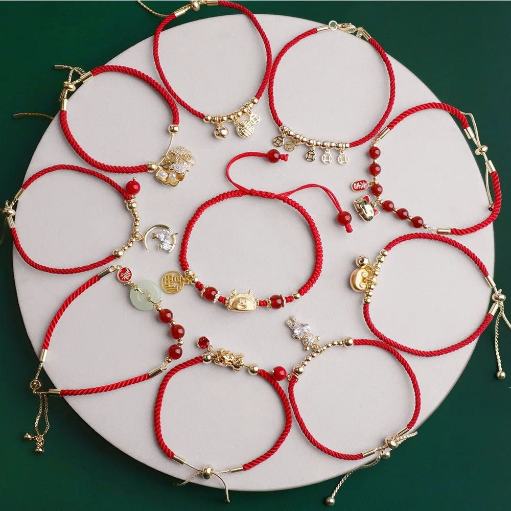2024 Dragon Year Lucky Red String Gold Dragon Bracelet Friendship Lucky ...