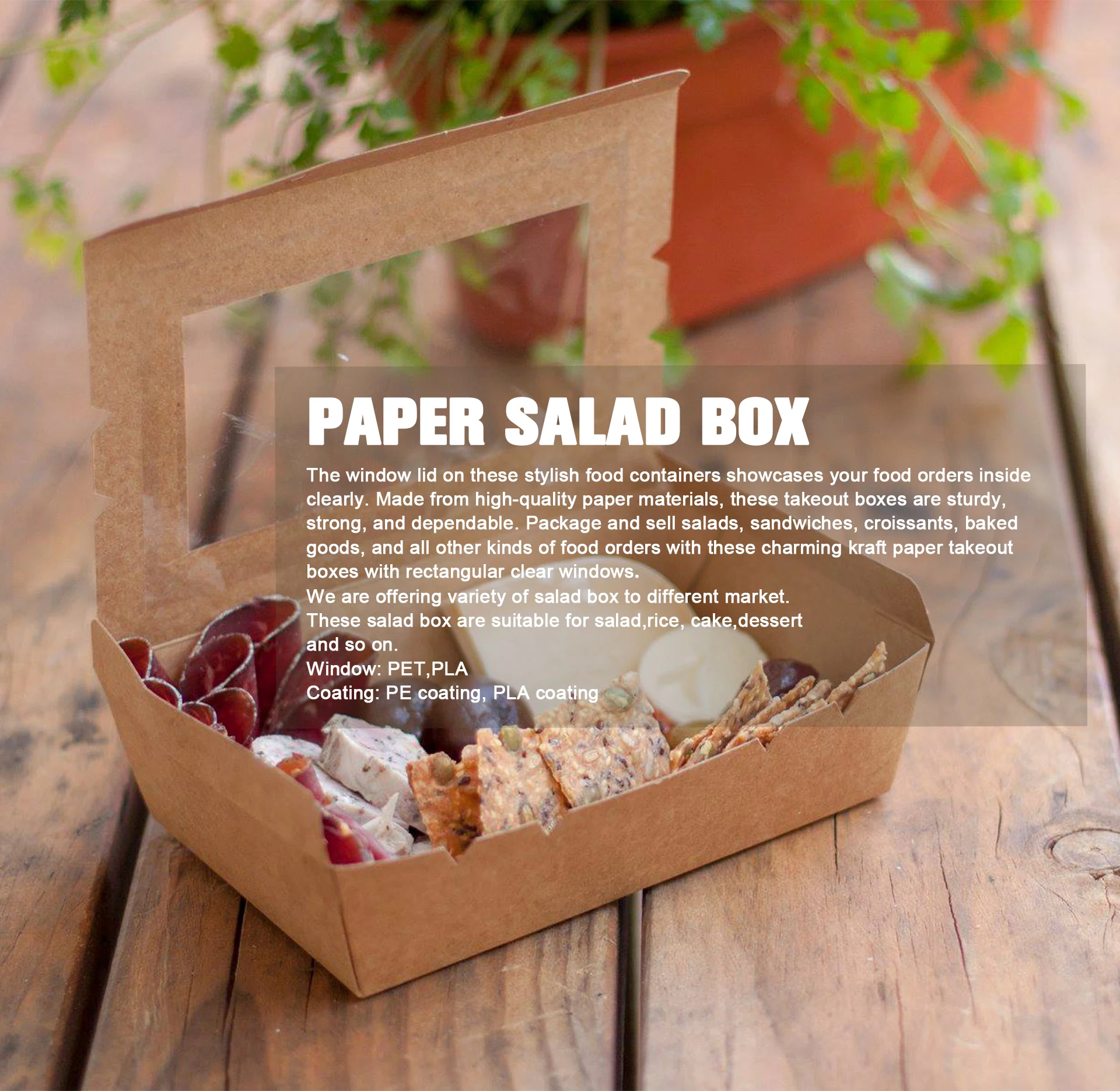 Disposable Takeaway Salad Box Food Container Packaging Cardboard Boxes ...