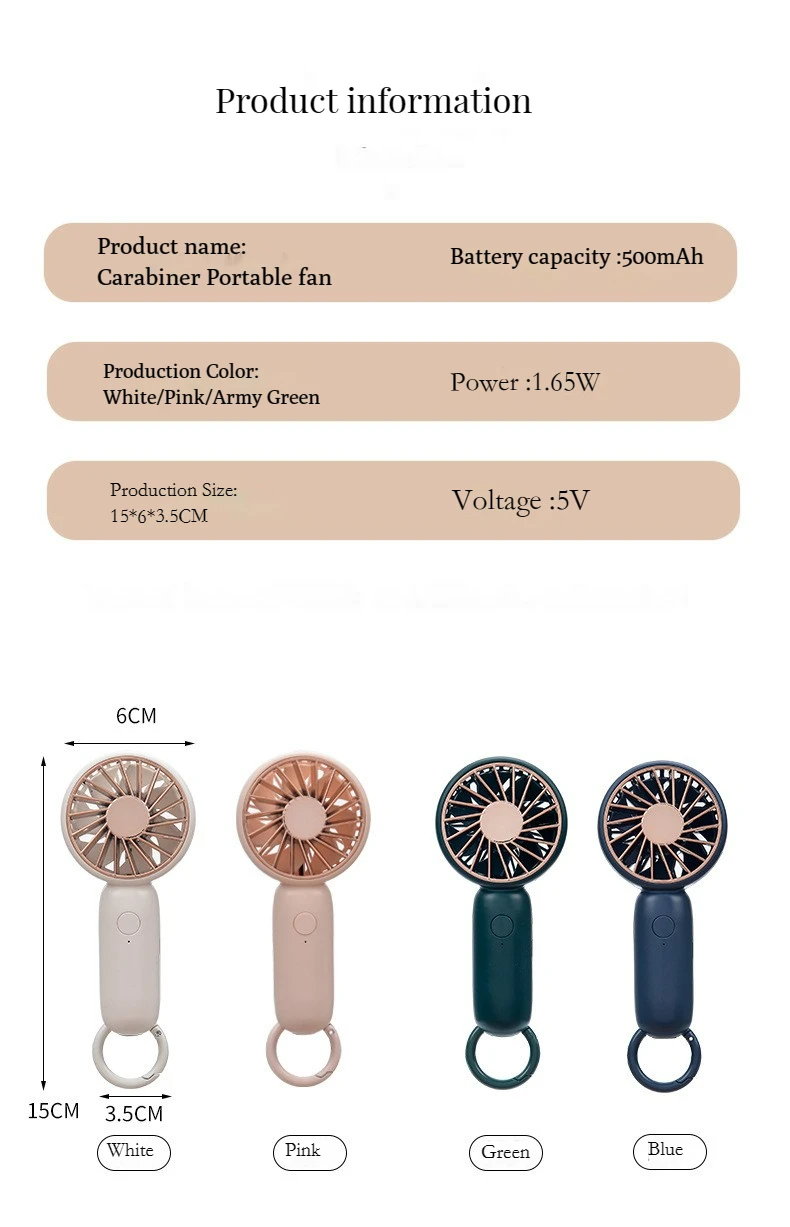 Mini Portable Fan Dual Motors Powerful Handheld Fan Cute Design 3 Speed ...